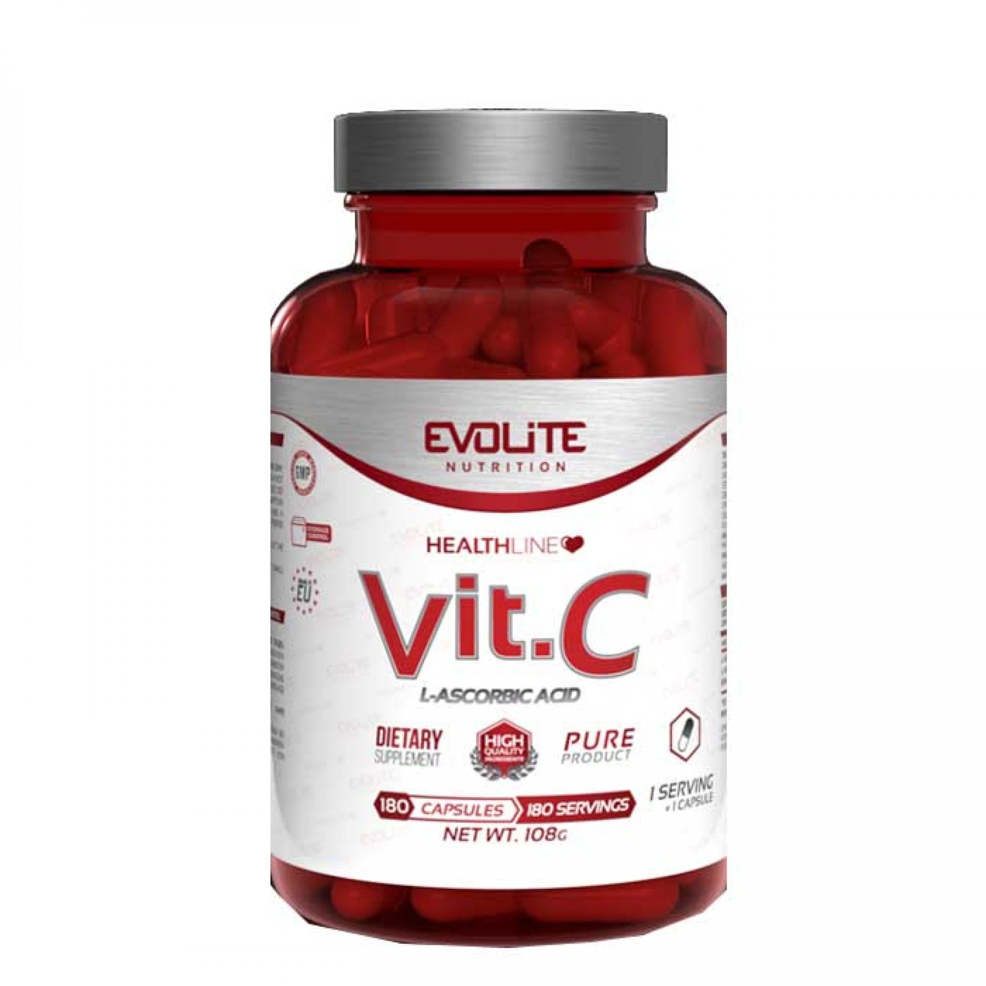 Vit. C 500mg 180 caps - Evolite Healthline | MegaProteinStore.gr