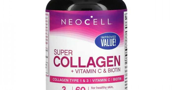 Super Collagen + Vitamin C & Biotin 180 tabs - NeoCell ...